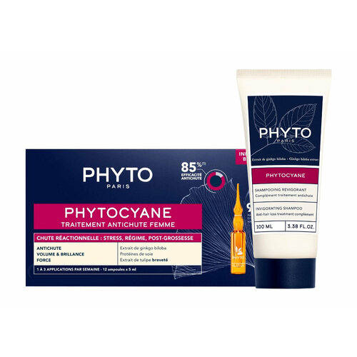 PHYTO Набор "Фитоциан" для реакционного выпадения волос жен. (2 элемента)