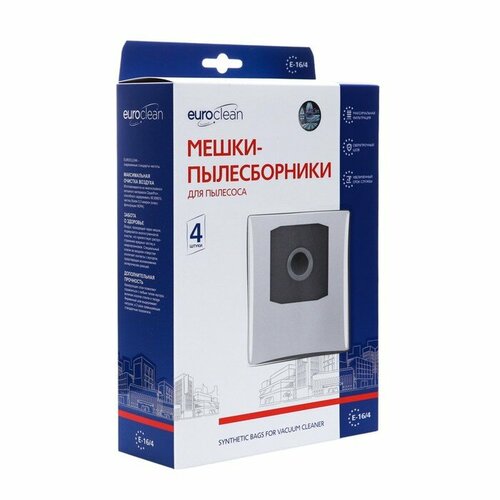 Мешок-пылесборник E-16/4 Euroclean синтетические для пылесоса, 4 шт (комплект из 6 шт)