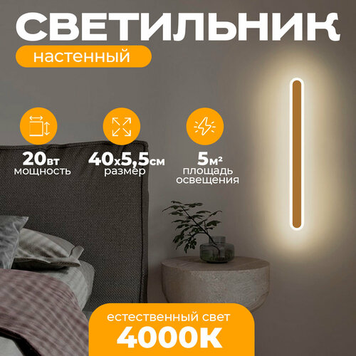 Светильник настенный светодиодный Loft Mini Gold 400x55 мм 20W (дневной свет 4000К)