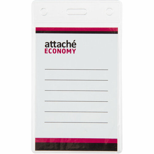 Бейдж Attache Economy 108x66 150мкм, шнур.2заж 45см син, вкладыш90x60 5шт/уп