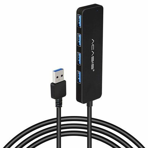USB 3.0 Hub 4 port пассивный ACASIS AB3-L412 (черный, питание micro-USB, кабель 1.2м)