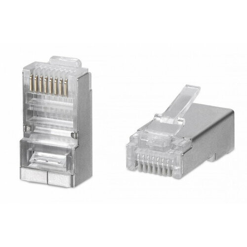 Коннектор RJ-45 Wrline (Hyperline) WR-8P8C-5E-SH под витую пару, категория 5e, экранированный, универсальный (100 шт в упак.)