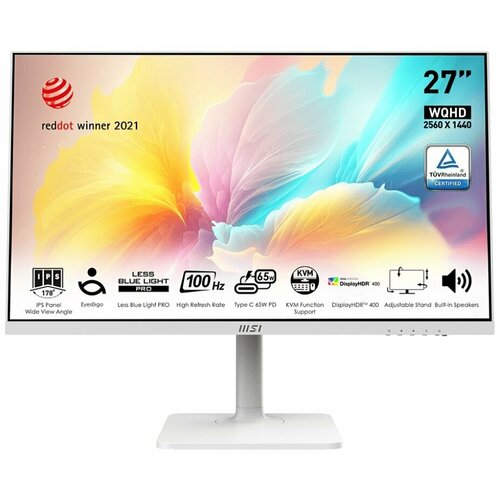 Монитор MSI 27"(2560x1440) MSI Modern MD272QXPW 9S6-3PB19H-225/матрица IPS Матовая /Встроенные колонки Регулировка высоты