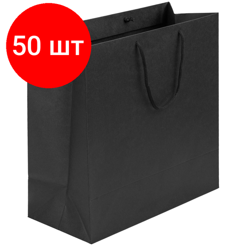 Комплект 50 штук, Пакет подарочный бумажный Porta, большой, черный, 35х35х16см,13223.30