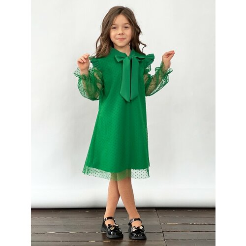 Платье Бушон, размер 128-134, зеленый