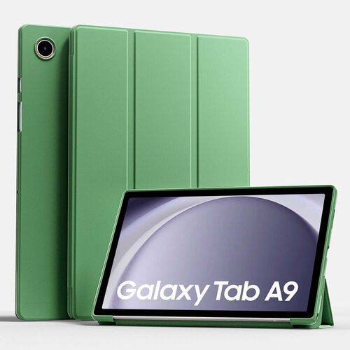 Чехол для планшета Samsung Galaxy Tab A9 (2023) 8.7 дюйма (SM-X110/X115), из мягкого силикона, трансформируется в подставку (салатовый)