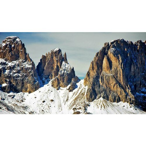 Картина на холсте 60x110 LinxOne "Горы Доломитовые Альпы зима" интерьерная для дома / на стену / на кухню / с подрамником
