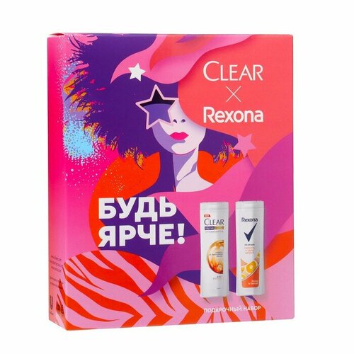 Clear Подарочный набор Clear + Rexona, женский, шампунь, 200 мл + гель для душа, 200 мл