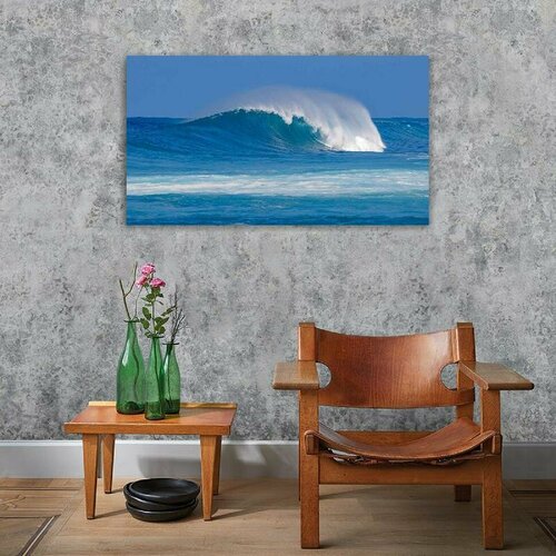 Картина на холсте 60x110 LinxOne "Океан волна вода" интерьерная для дома / на стену / на кухню / с подрамником