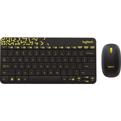 Комплект клавиатура + мышь Logitech MK240 Nano, black/yellow, только английская