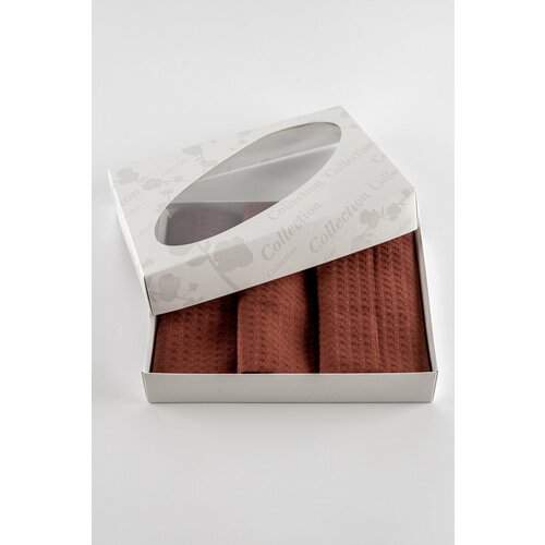 Набор вафельных полотенец в подарочном коробе AVICTORY, 45х60-3шт. Шоколад