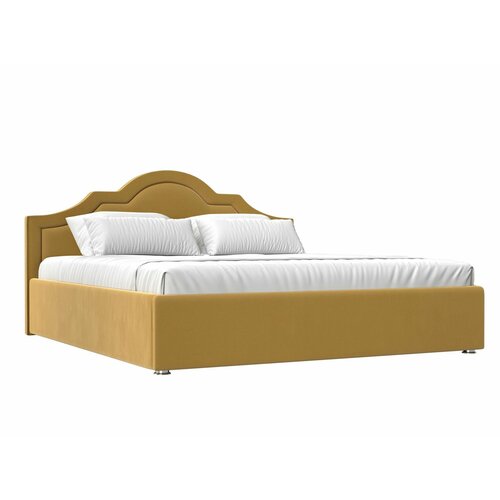 Интерьерная кровать Афина 180, Микровельвет желтый