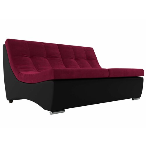 Модуль Монреаль диван, Микровельвет бордовый, Экокожа черная