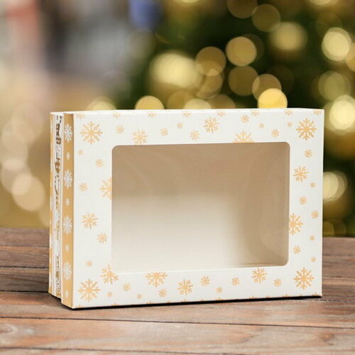 Коробка складная, крышка-дно, с окном "Счастливого Нового Года" 21 x 15 x 7 см, 5 шт.