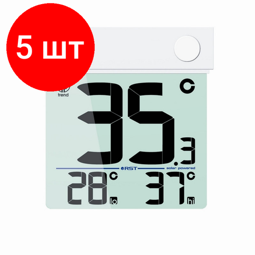 Комплект 5 штук, Термометр цифровой на липучке с солнечной батареей RST01389