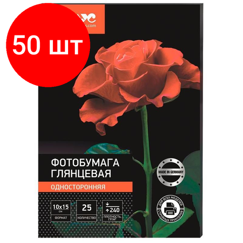 Комплект 50 штук, Фотобумага для цв. струй. печ. Комус (10х15.240г, глянцевая) пачка 25л