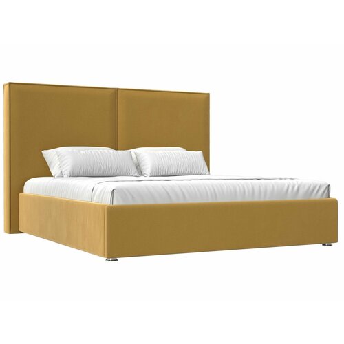 Интерьерная кровать Аура 160, Микровельвет желтый
