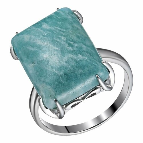 Перстень UVI Серебряное кольцо 925 пробы с Амазонитом, серебро, 925 проба, родирование, голубой, серебряный