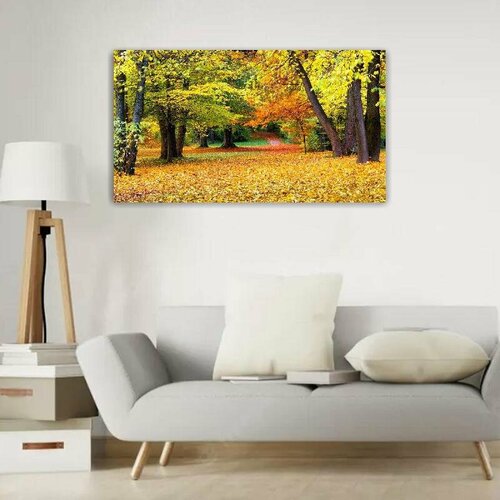 Картина на холсте 60x110 LinxOne "Осенние краски пейзаж картины" интерьерная для дома / на стену / на кухню / с подрамником