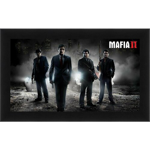 Плакат, постер на холсте mafia 2, gun, car. Размер 21 х 30 см