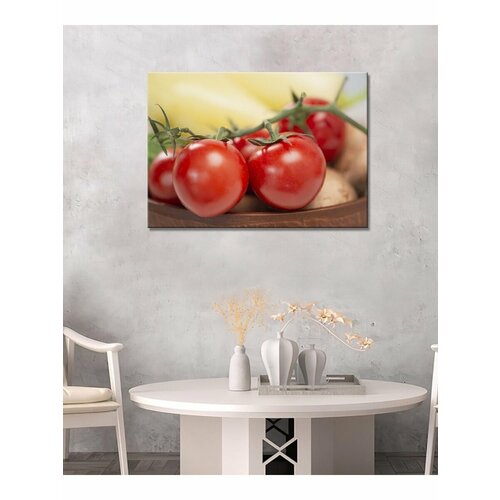 Картина на холсте с подрамником спелые помидорчики черри 40х60