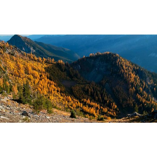 Картина на холсте 60x110 Альянс Лес "Вашингтон США Горы осенние" на подрамнике / интерьер/ декор