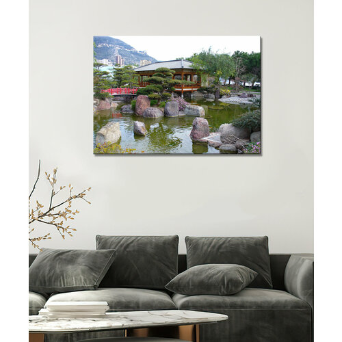 Картина на холсте для интерьера - "Монако, Японский сад (1) 20х30"