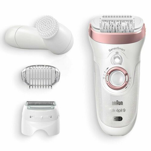 Эпилятор Braun Silk-epil 9 SensoSmart SES 9-855 с щёточкой для лица белый/розовый