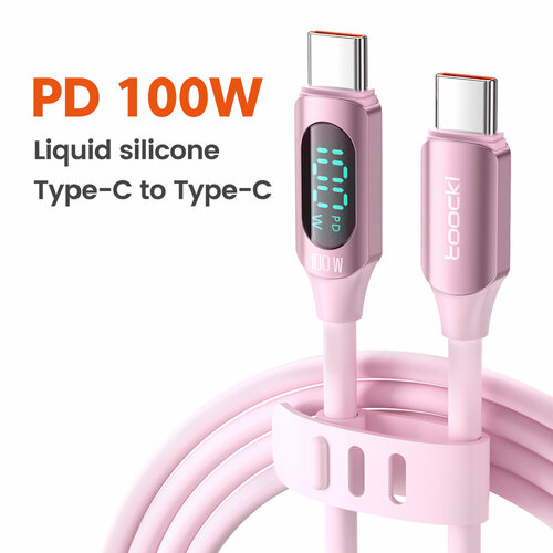 Силиконовый кабель Ultra Soft для передачи данных с цифровым дисплеем Toocki Type-C-Type-C мощностью 100 Вт