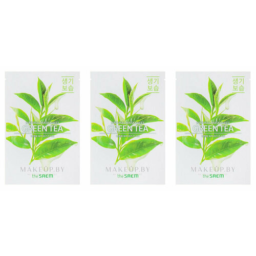 The Saem Маска на тканевой основе для лица с экстрактом зеленого чая Natural Green Tea Mask Sheet 21мл 3шт