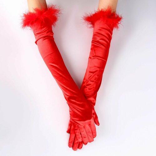 Карнавальный аксессуар-перчатки с перьями