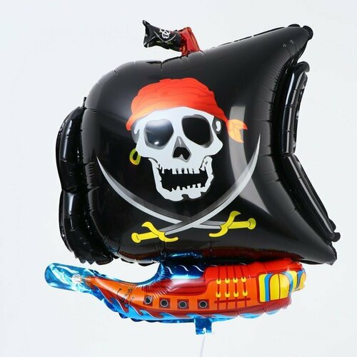Шар фольгированный 34" «Пиратский корабль», цвет чёрный (комплект из 20 шт)