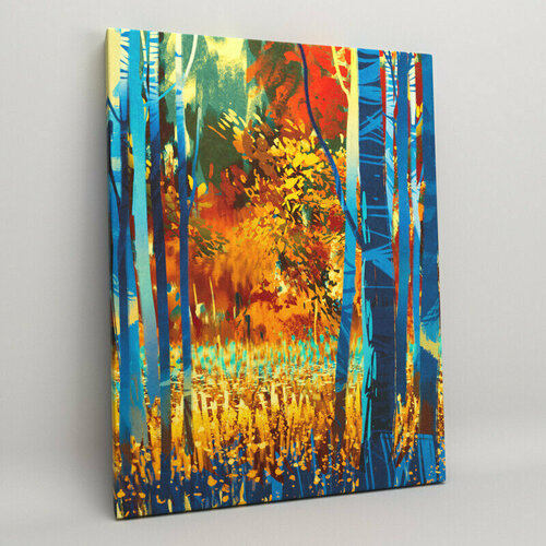Картина на холсте (интерьерный постер) "Абстракция осенний лес", с деревянным подрамником, размер 45x60 см