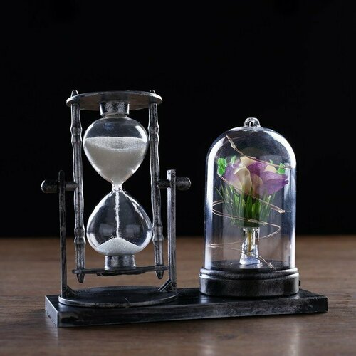 Песочные часы "Роза", сувенирные, с подсветкой, 15 х 9 х 14 см, микс (комплект из 3 шт)