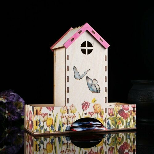 Чайный домик "Домик для бабочек", 20х20х8 см (комплект из 4 шт)