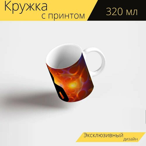 Кружка с рисунком, принтом "Силуэт, будда, сидя" 320 мл.