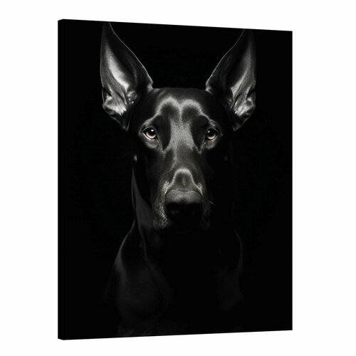 Интерьерная картина 50х70 "Доберман: взгляд ночи"