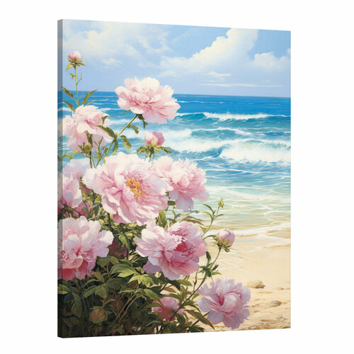 Интерьерная картина 50х70 "Пионы на берегу"