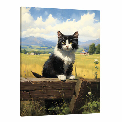 Интерьерная картина 50х70 "Кот и его вдохновение"