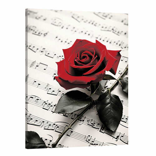 Интерьерная картина 50х70 "Розы в звуках музыки"