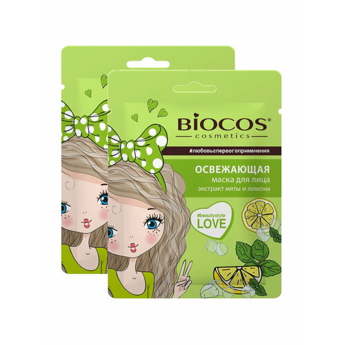 Тканевая маска для лица BioCos Освежающая х 2 шт.