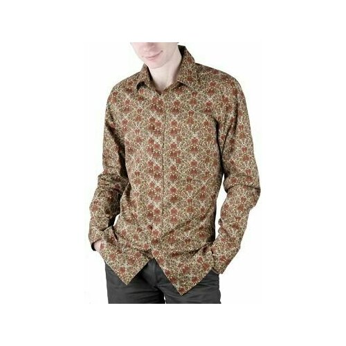 Рубашка Maestro, размер 48/L/170-176/42 ворот, коричневый