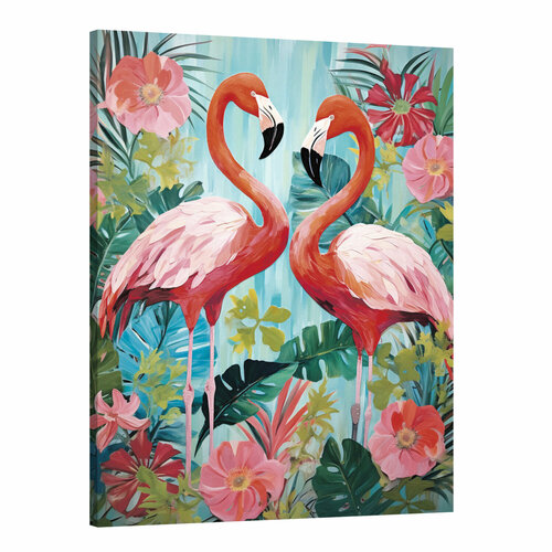 Интерьерная картина 50х70 "Магия розовых птиц фламинго"