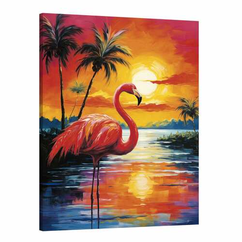 Интерьерная картина 50х70 "Тропическая элегия фламинго"