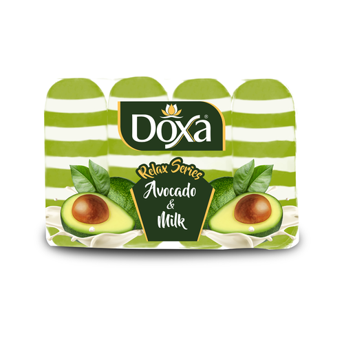 DOXA Relax series Двухцветное глицериновое мыло твердое Авокадо и молоко 4*75гр