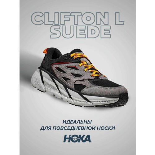 Кроссовки HOKA, полнота D, размер US5.5D/UK5/EU38/JPN23.5, серый, черный