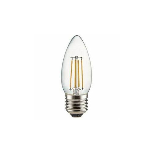 Светодиодная LED лампа Ecola свеча E27 6W 4000K 4K празрачная 96x37 филамент (нитевидная), 360° N7QV60ELC (упаковка 14 штук)