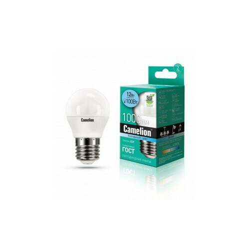 Светодиодная LED лампа Camelion Шар G45 E27 12W(1000lm 220°) 4500K 4K матовая 90x47 пластик LED12-G45/845/E27 (упаковка 14 штук)