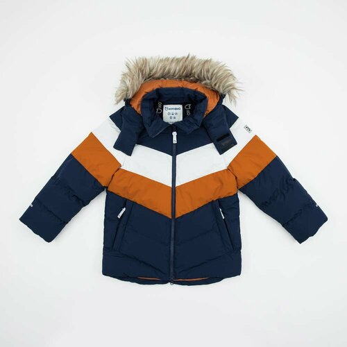 Куртка КОТОФЕЙ, размер 110, оранжевый, синий