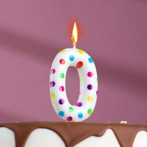 Свеча в торт на день рождения «‎Цветное конфетти»‎, цифра "0", 5.5 см (комплект из 24 шт)